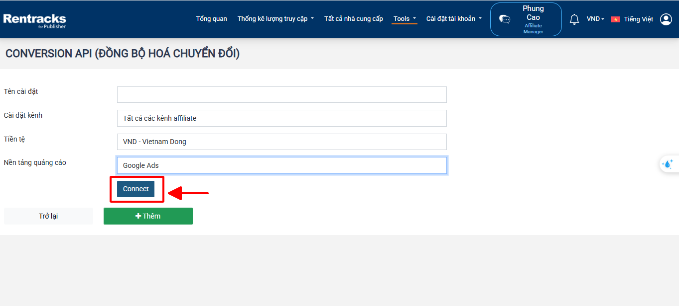 HƯỚNG DẪN CÀI ĐẶT CONVERSION API VÀO GOOGLE ADS (DÙNG RENTRACKS WEB APP) 2025 - Rentracks Vietnam